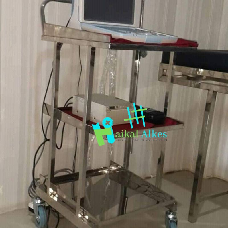 Jual trolley USG / troli EKG rumah sakit ( stainless ) | Shopee Indonesia