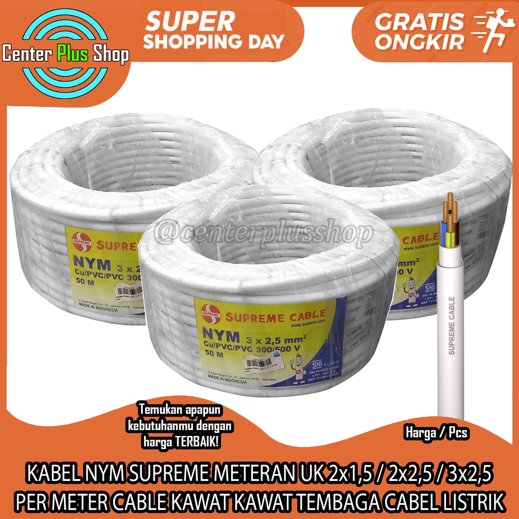 Jual KABEL NYM SUPREME METERAN UK 2x1,5 / 2x2,5 / 3x2,5 PER METER CABLE ...