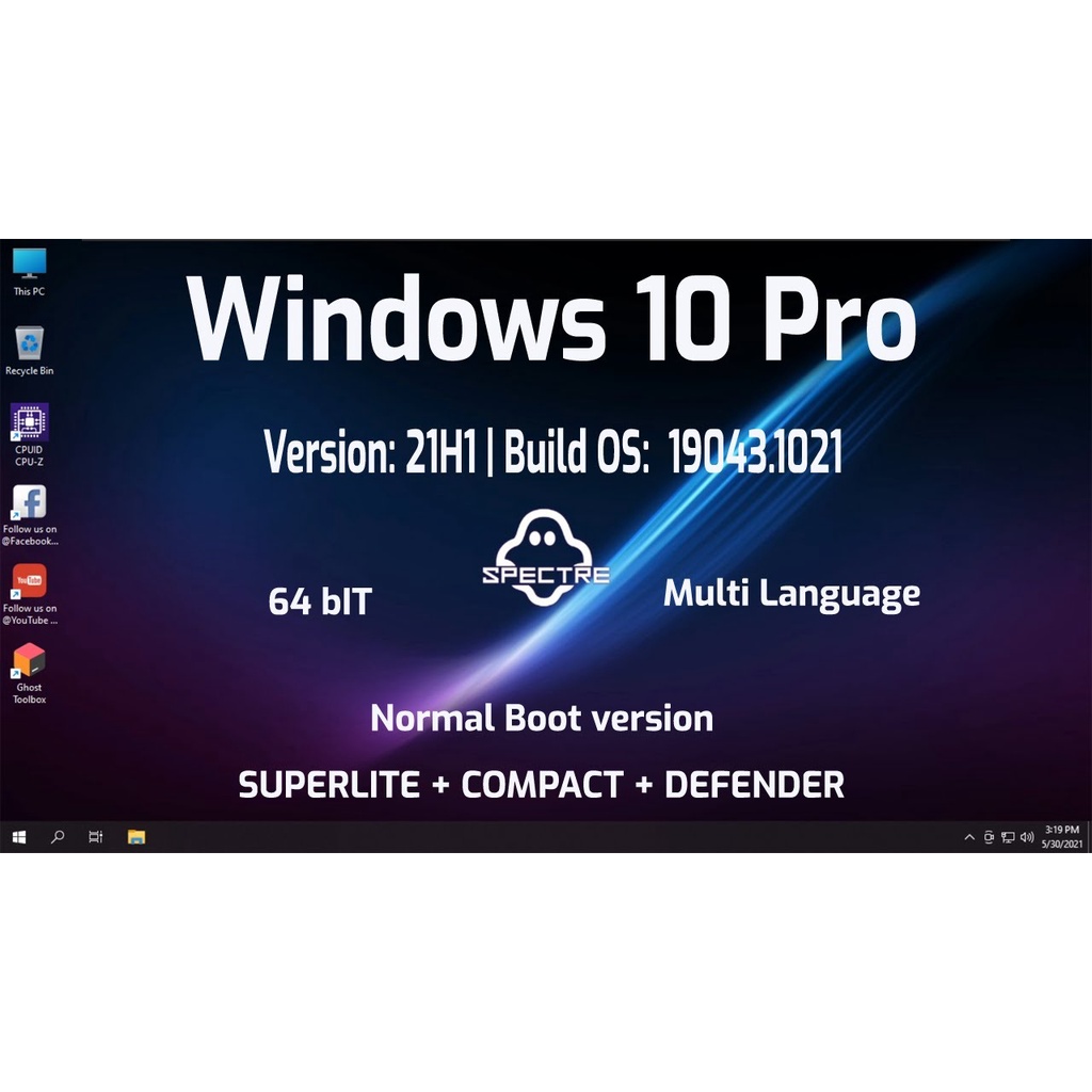 Jual Bootable Window Win 10 Ghost Spectre Super Lite Teringan | Shopee ...