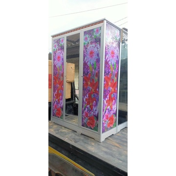 Jual Lemari Kaca Stainless Reben Hitam 3Pintu | Shopee Indonesia