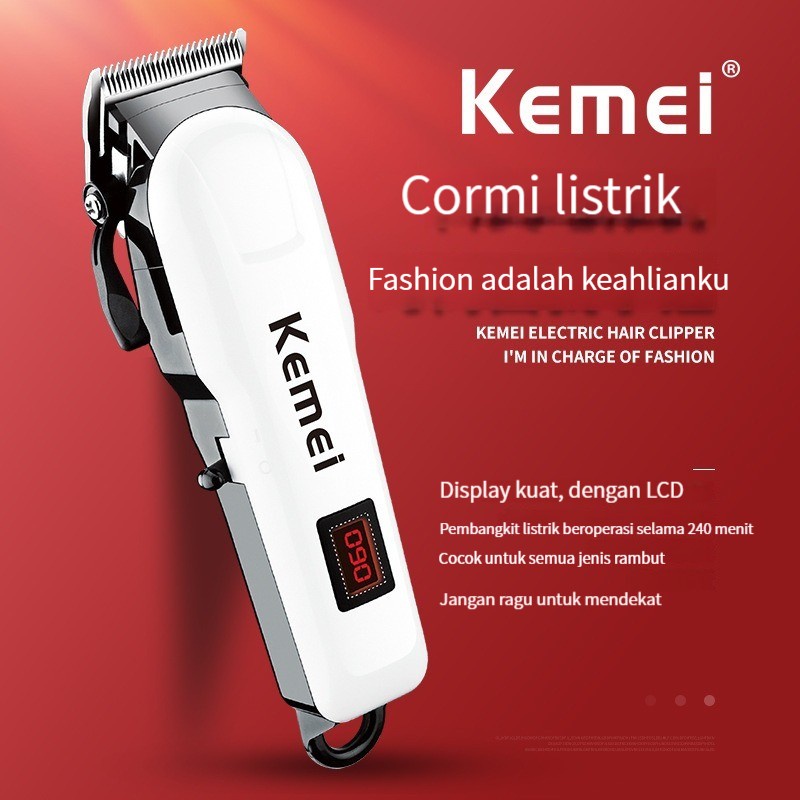 Jual Kemei KM-809A minyak kepala gunting listrik tegangan lebar LCD digital display gunting ...