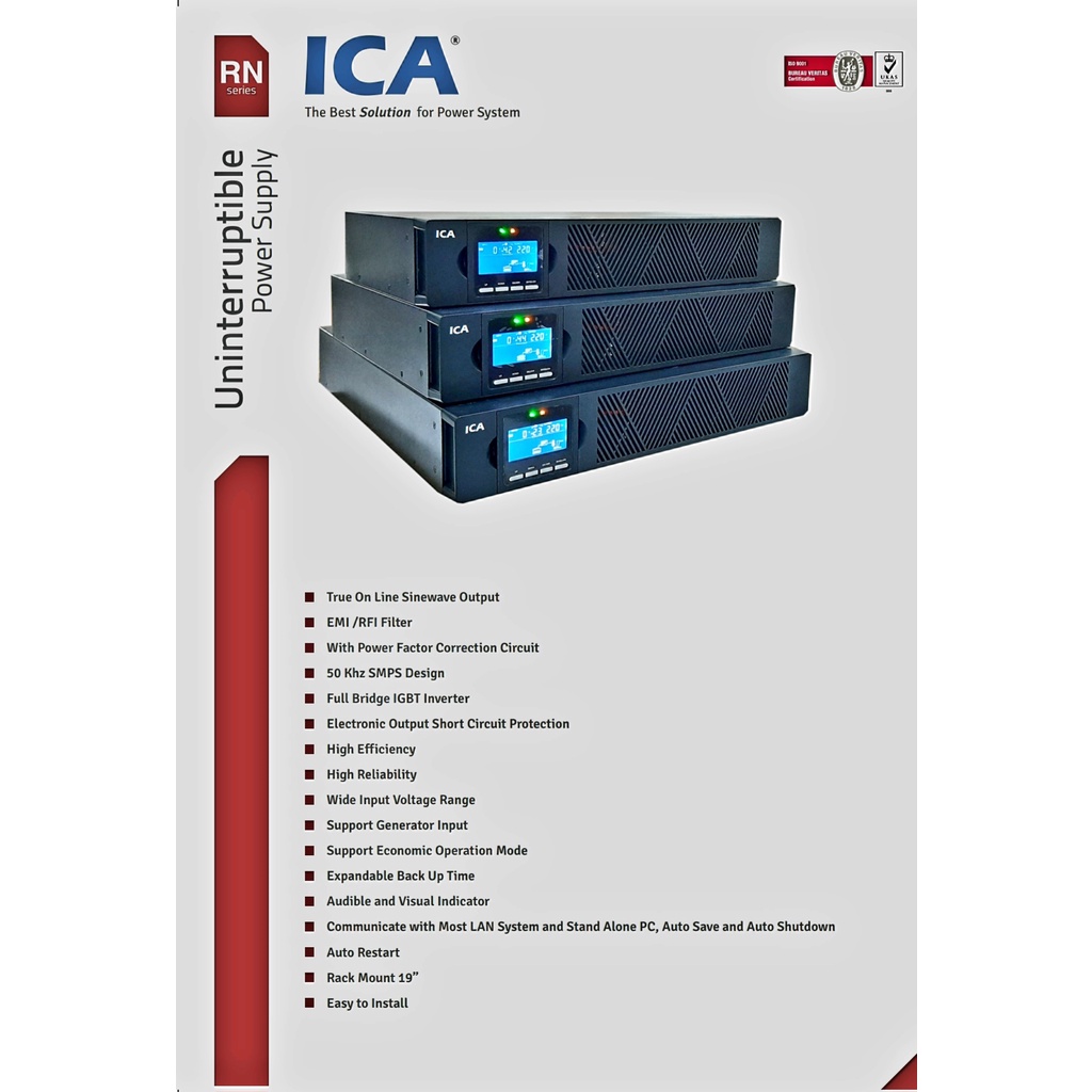 Jual ICA RN1100C Rack Mount Online Sinewave UPS 1000 VA / 900 Watt 24 ...