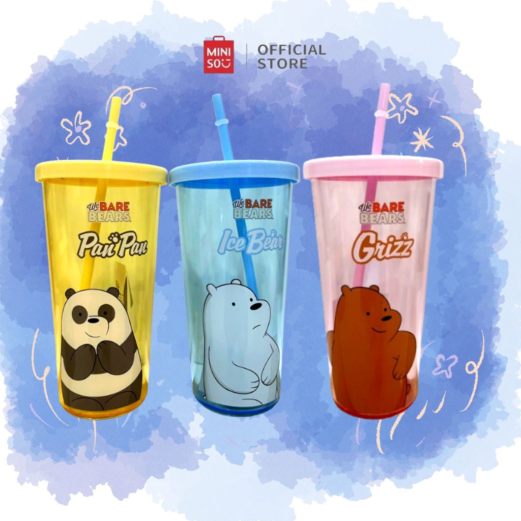 Jual Miniso We Bare Bears Collection Tumbler With Straw 600ml | Shopee ...