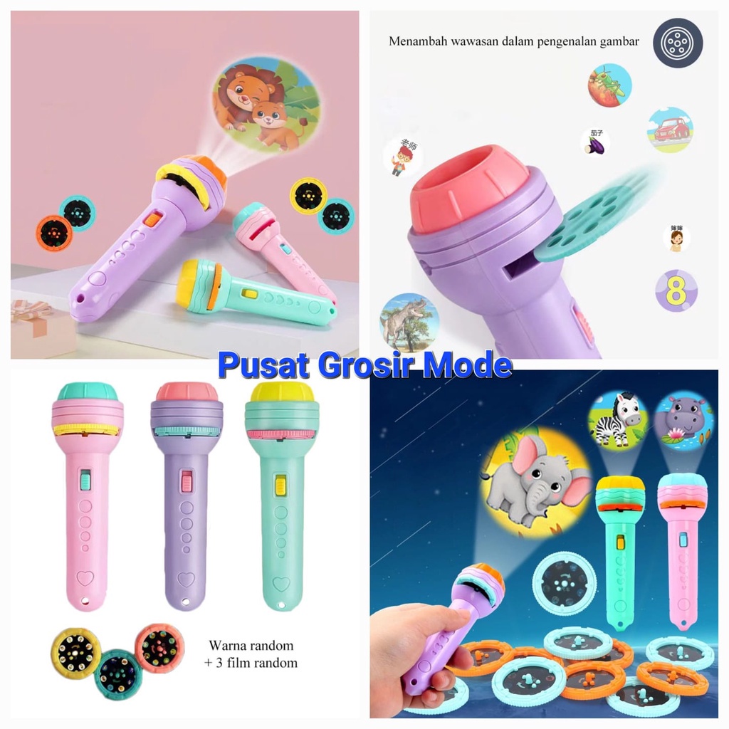 Jual Mainan Anak Mainan Edukasi Proyektor Gambar Senter Fun Flash Light ...