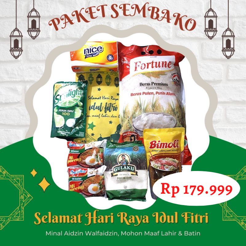 Jual PARSEL SEMBAKO FREE KARTU UCAPAN 9 kg ZAKAT FITRAH PAKET DONASI ...
