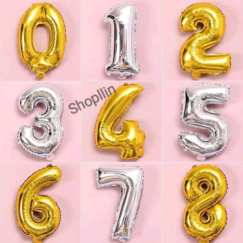 Jual Balon Foil Angka Tebal Ukuran 40cm Gold Silver | Shopee Indonesia