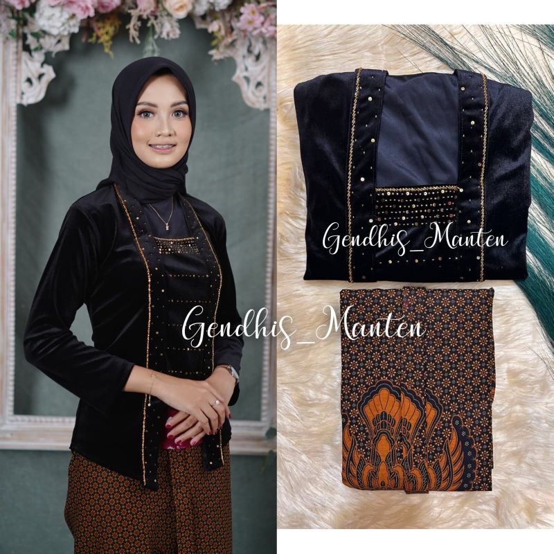 Jual Kebaya Bludru Payet + Jarik Instan / HTKg03X, Model Ajeng | Shopee ...
