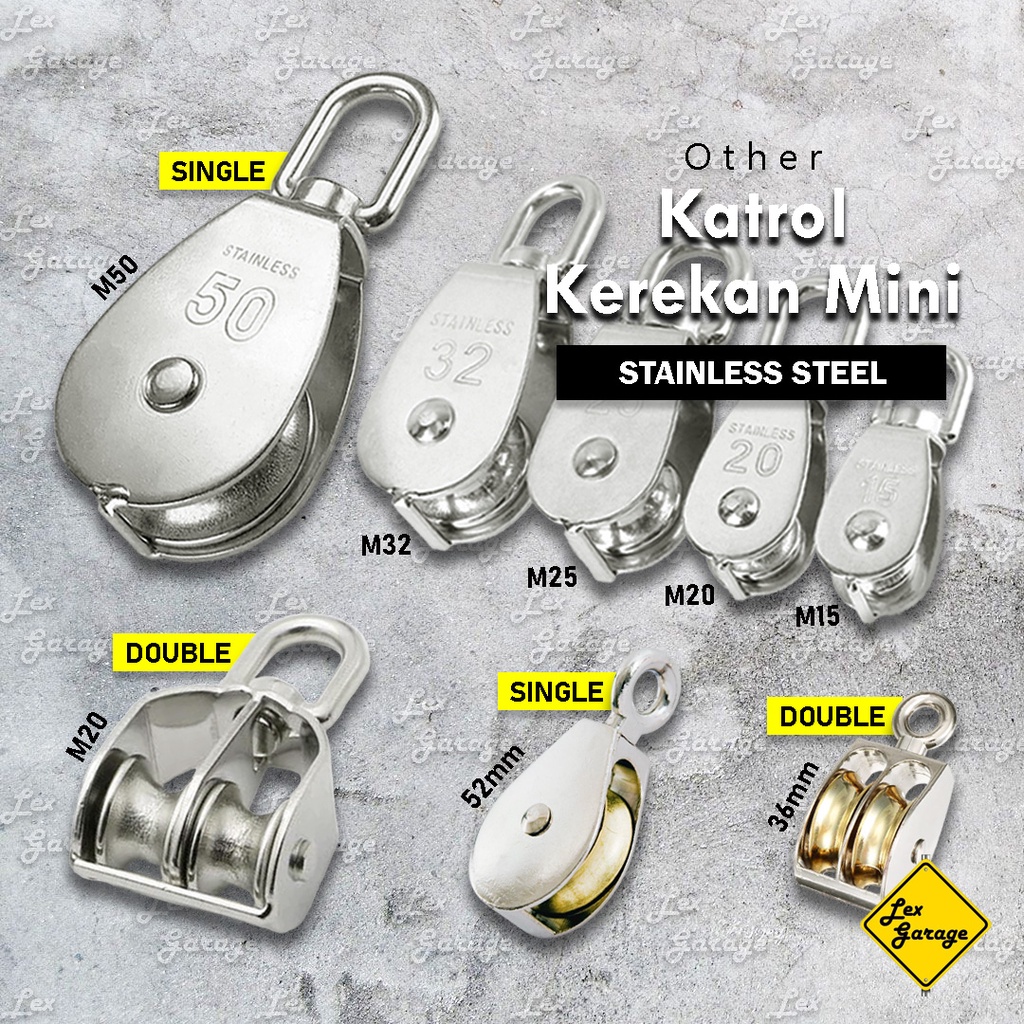 Jual Katrol Kerekan Mini Kecil Manual Burung Single Double Stainless ...