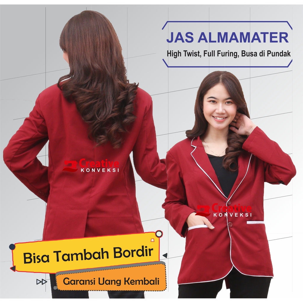 Jual (BISA COD) JAS ALMAMATER MERAH MAROON VARIASI LIS PUTIH, JAS ...