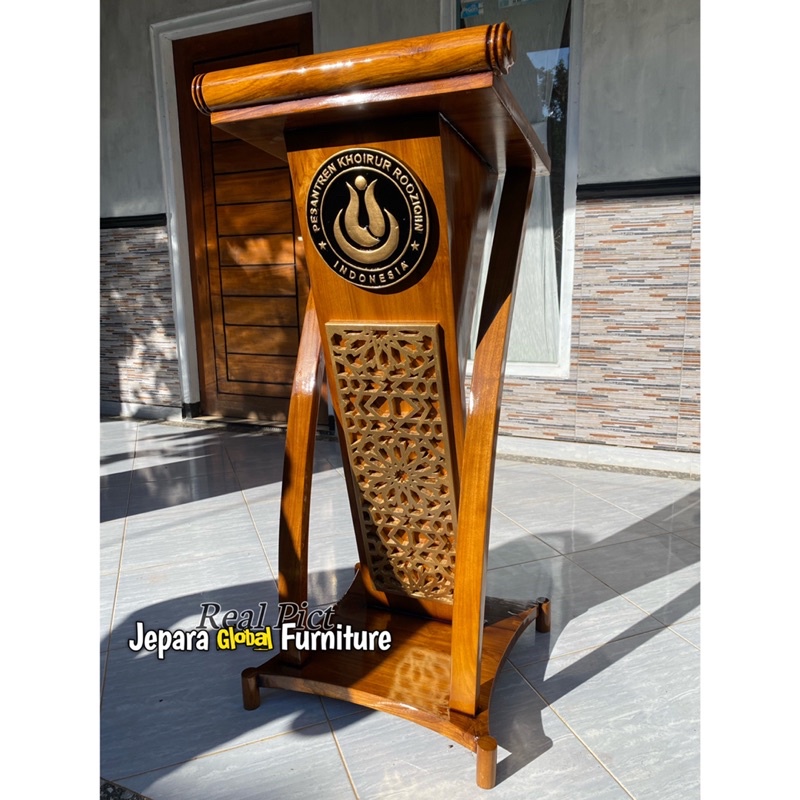 Jual Mimbar podium ukir jati terbaru & Logo ( mimbar jati ukir,mimbar ...