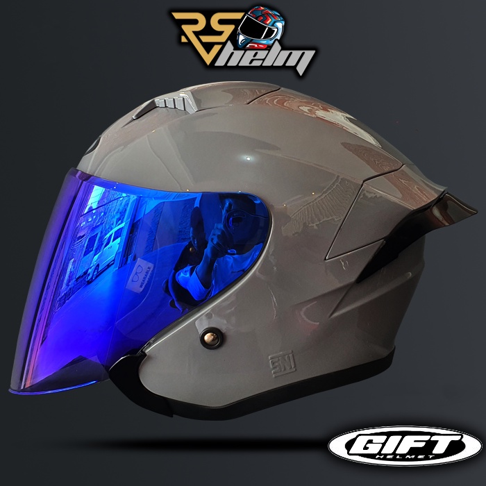 Jual HELM GIFT SARGON HALF FACE ORIGINAL VISOR BLUE / GOLD / SMOKE ...