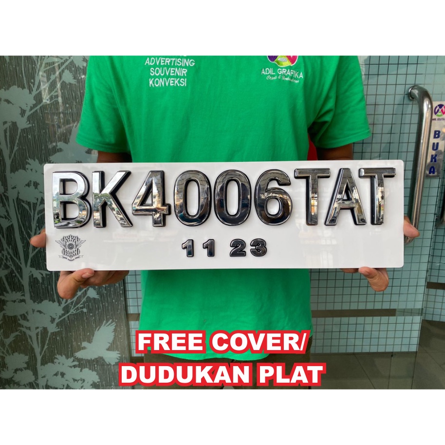 Jual Nomor Plat Mobil Mewah Putih List Hitam Krom 7cm Cembung FREE ...