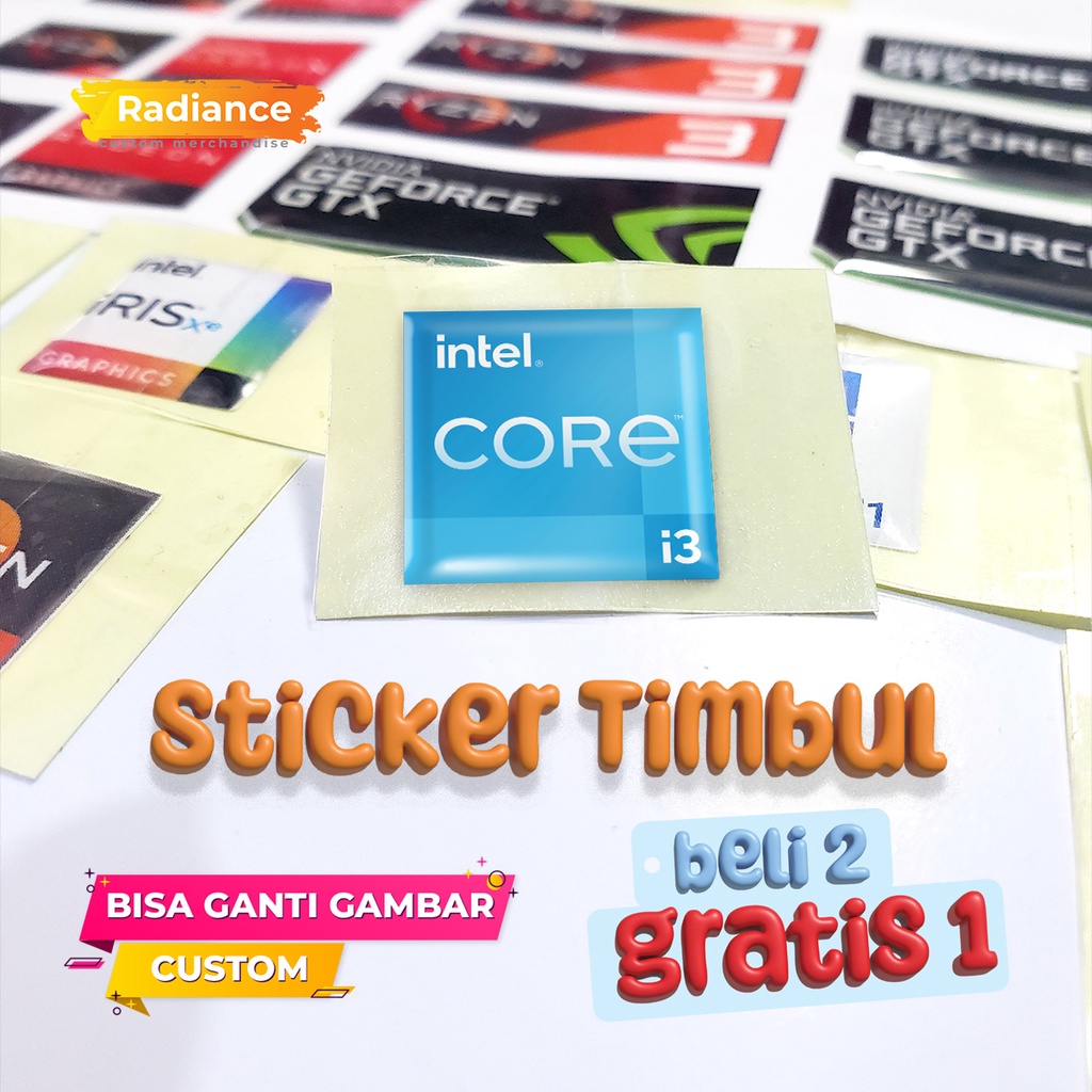 Jual Sticker cutting timbul emblem intel rtx nvidia iris apple laptop ...