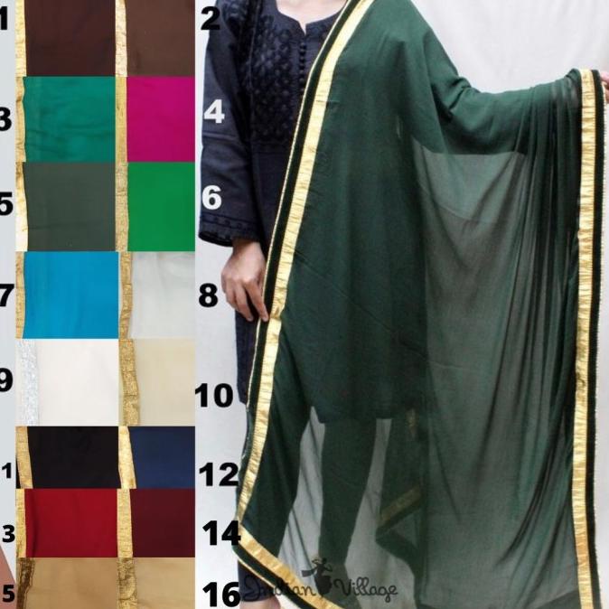 Jual Selendang Siffon Gold Polos India ( Kain / Bahan / Syal ) | Shopee ...