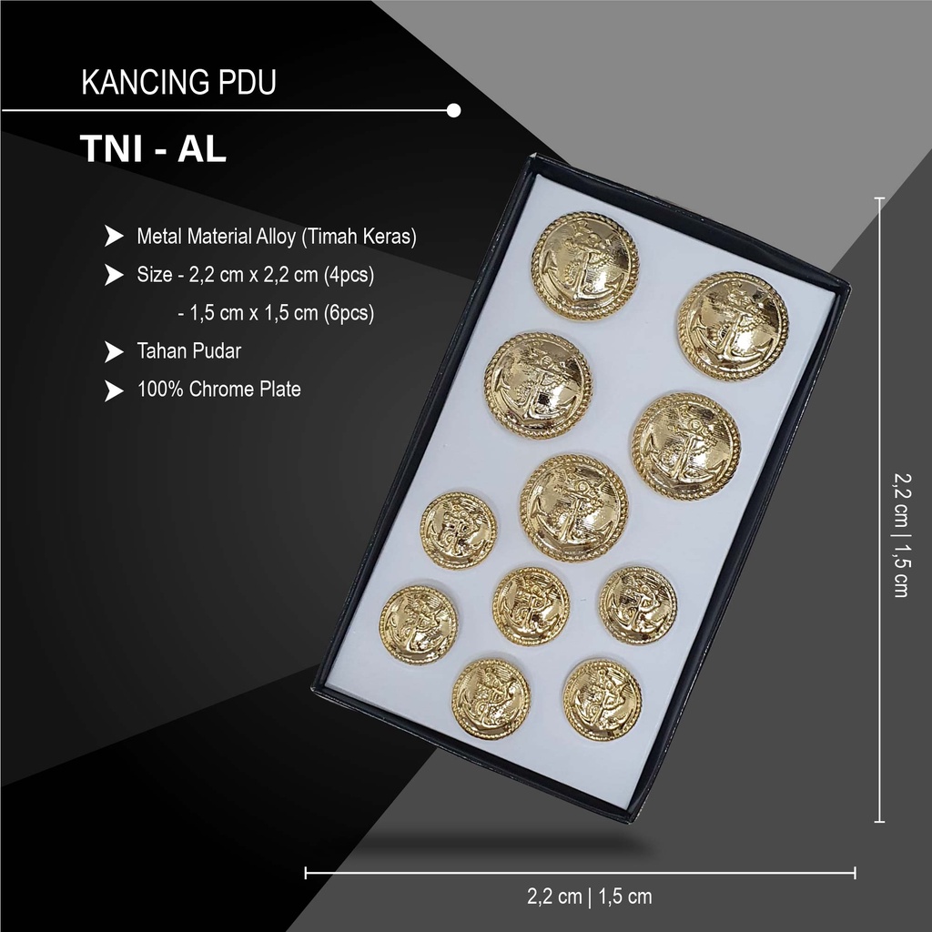 Jual Kacing PDU AL Kancing Seragam TNI AL Angkatan Laut Kancing Baju ...