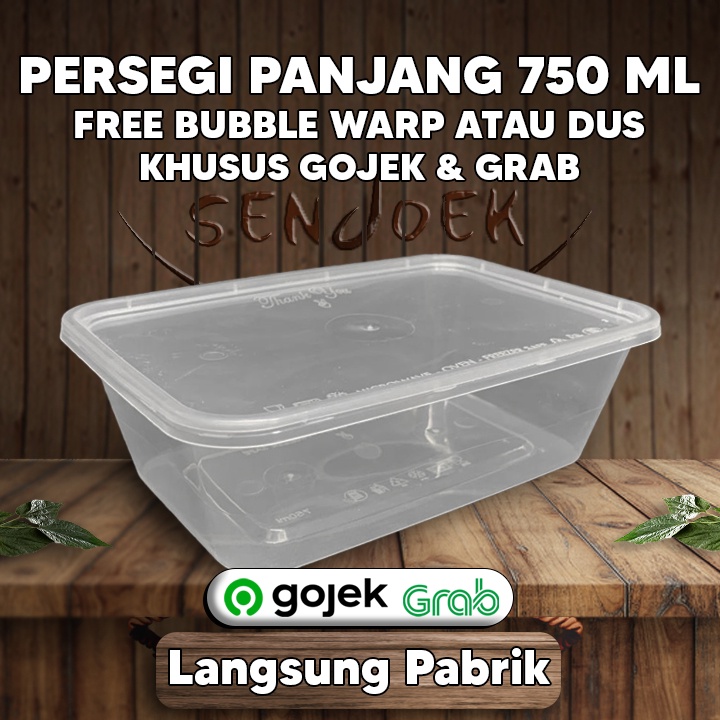 Jual Thinwall Rect Kotak Makan Plastik 750 ML / Food Container Rect 750 ...