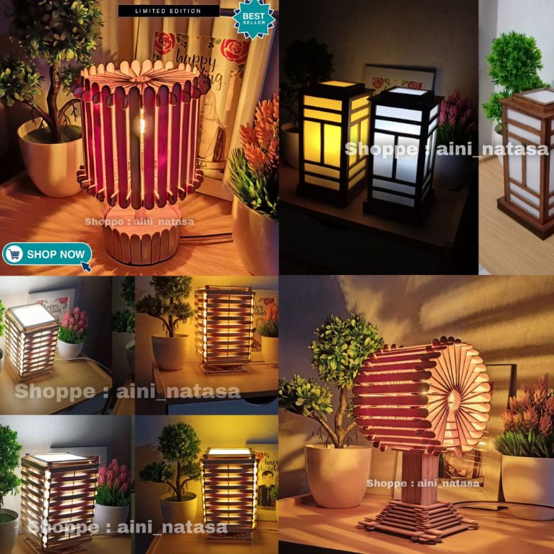 Jual Lampu tidur hias Led Aeshtetic / Kerajinan Lampu hias dari stik es ...