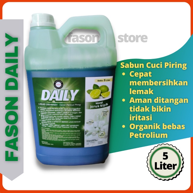 Jual Sabun Cuci Piring Fason DAILY 5Liter Organik Bebas Petrolium ...