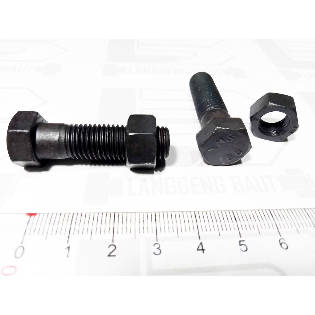 Jual Baut Mur BAJA M10 X 35 / 3.5cm Kunci 14 Hitam M10x35 Halus ...