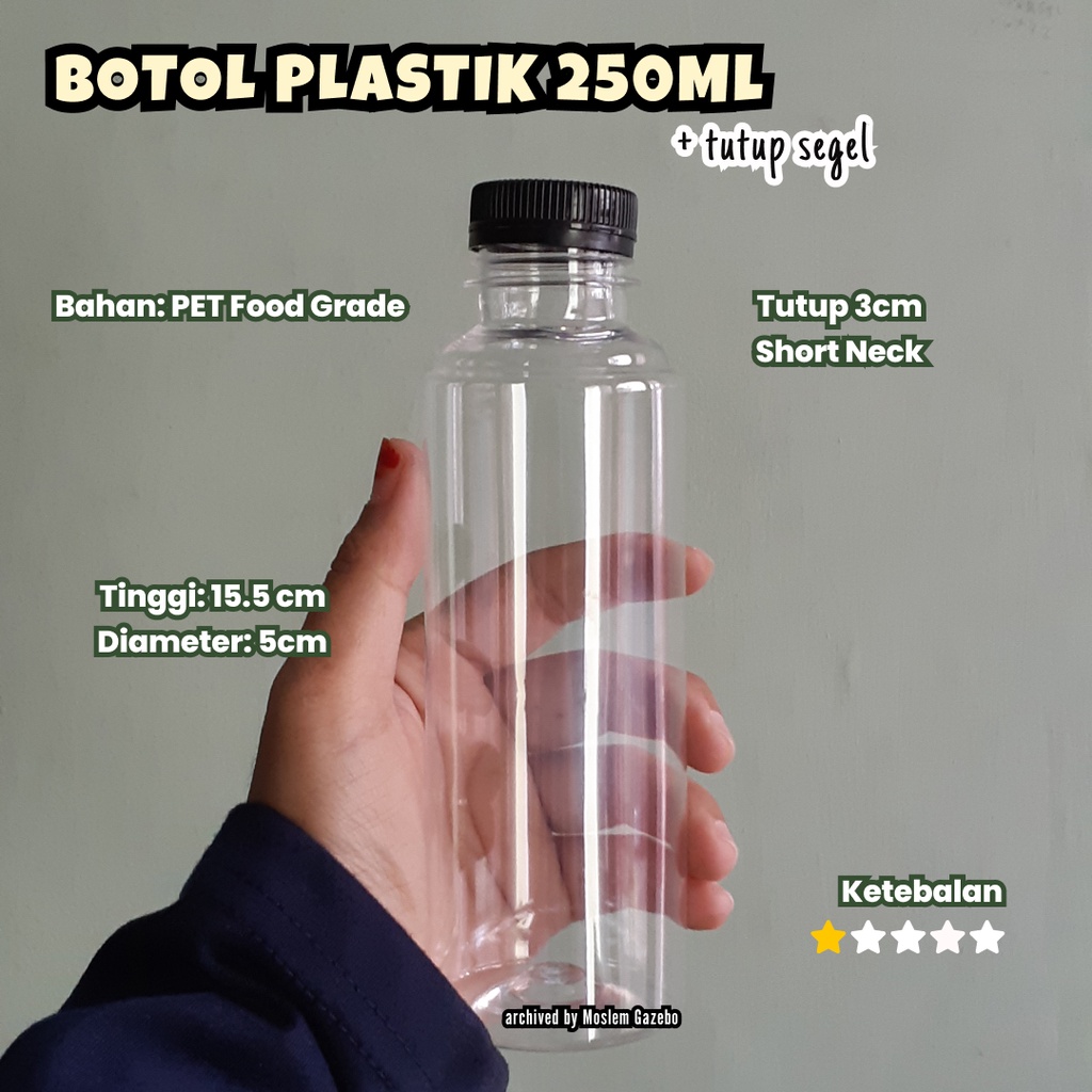 Jual Botol Plastik - Botol Almond - Botol Jelly vol. 250ml || Tutup ...