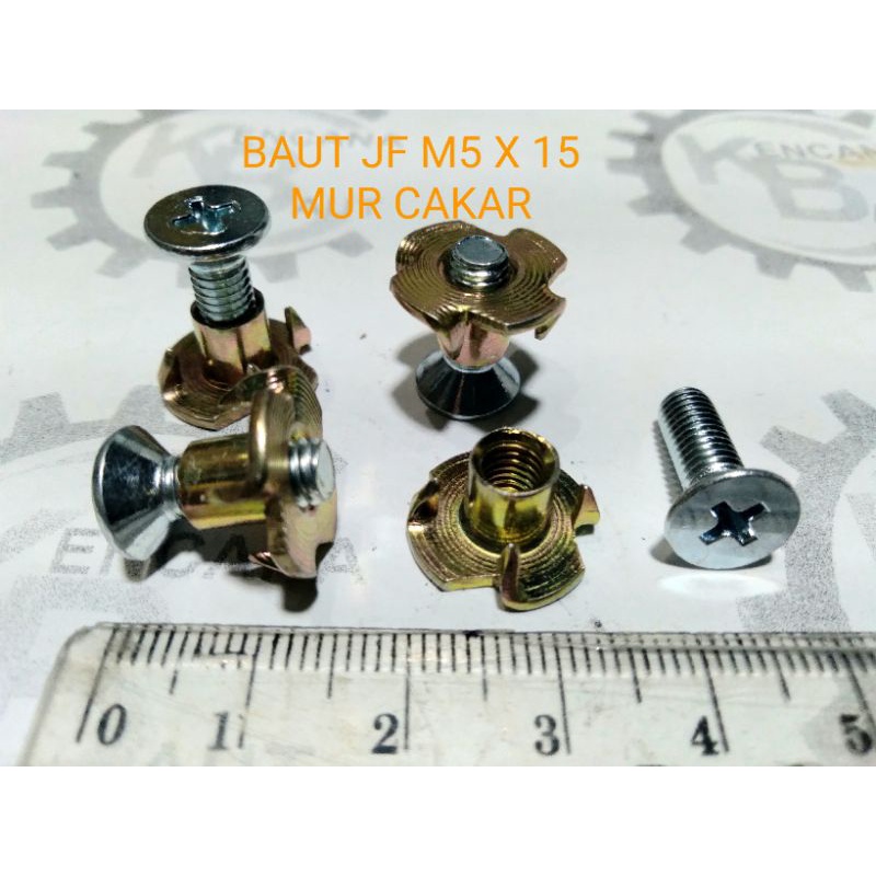 Jual BAUT JF M5 X 15 MM GALVANIS DAN MUR CAKAR / BAUT SPEAKER KUNCI ...