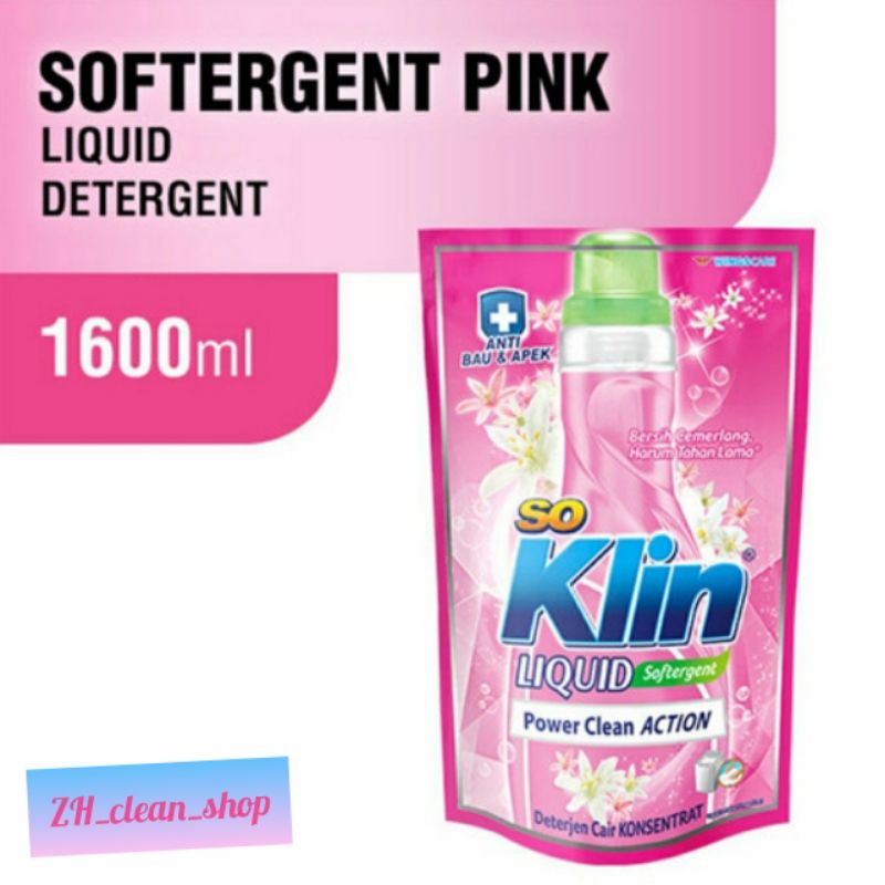 Jual SoKlin Liquid Detergen Cair Softergent Pink 1600 ml | Shopee Indonesia