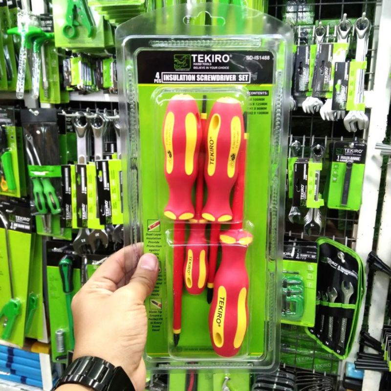 Jual obeng listrik tekiro set 4 pcs insulation screwdriver set 4 pcs ...