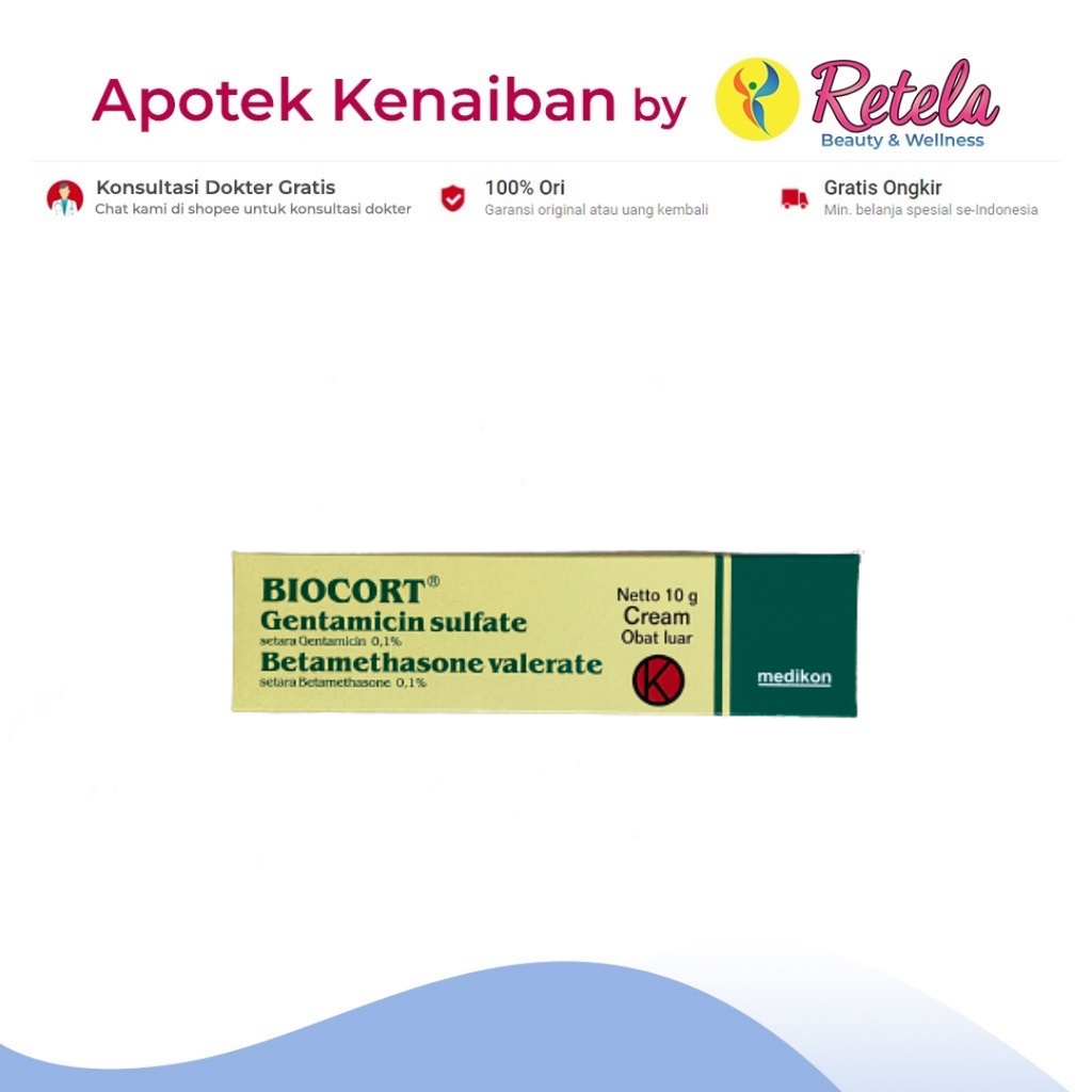 Jual Biocort Cream 10 gr - Gentamicin Sulfate / Betamethasone | Shopee ...