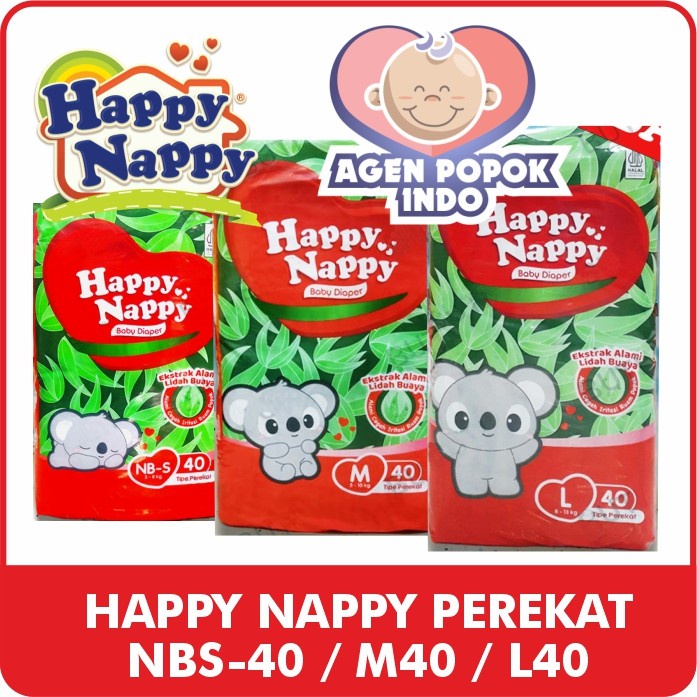 Jual HAPPY NAPPY Baby Diapers Popok Bayi Perekat S40 / M40 / L40 ...