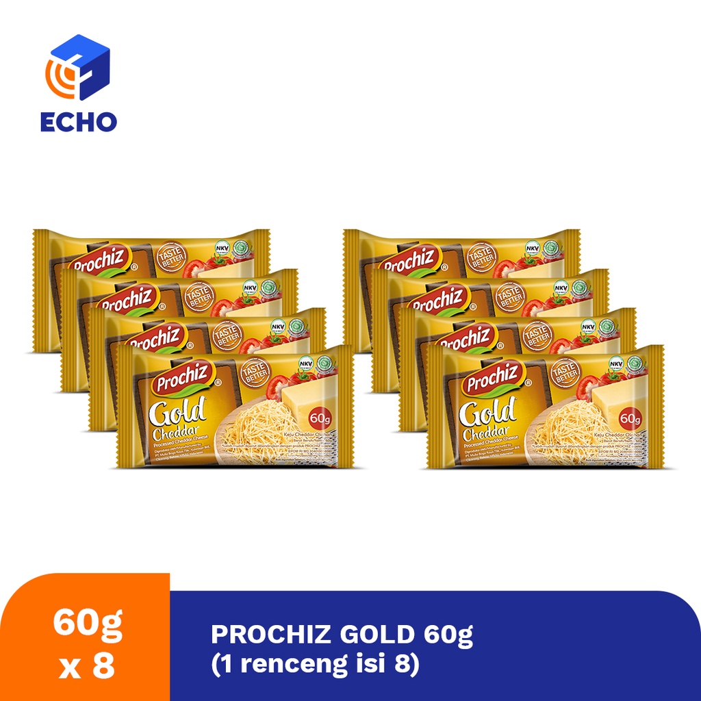 Jual Keju PROCHIZ Gold Cheddar 60 gr 1 Renceng isi 8 pcs | Shopee Indonesia