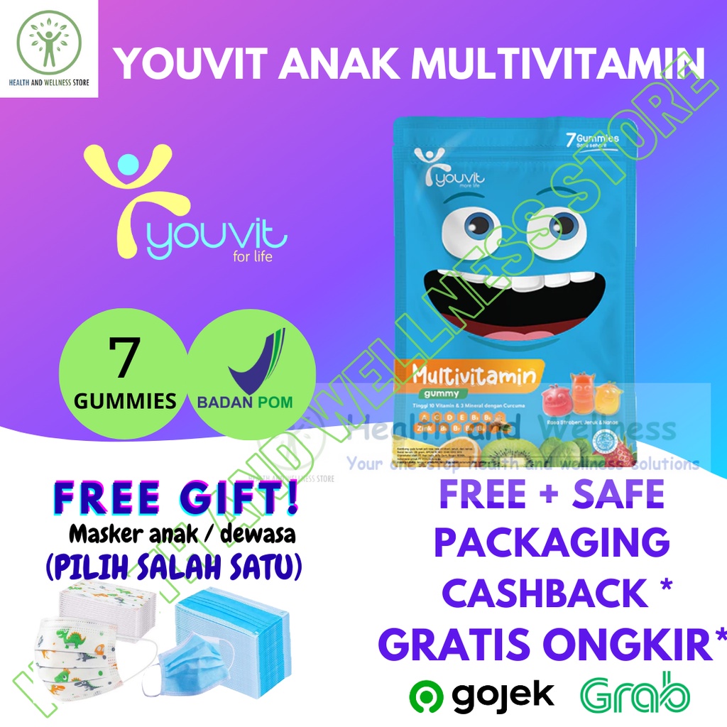 Jual YOUVIT MULTIVITAMIN ANAK YOU VIT 7 GUMMY TABLET KIDS VITAMIN 1 SACHET | Shopee Indonesia