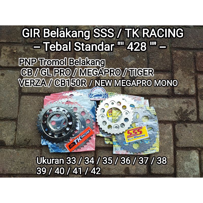 Jual Gear Gir Belakang SSS 428 / TK RACING 428 TIGER / MEGAPRO / GL PRO / CB / VERZA / CB150R ...