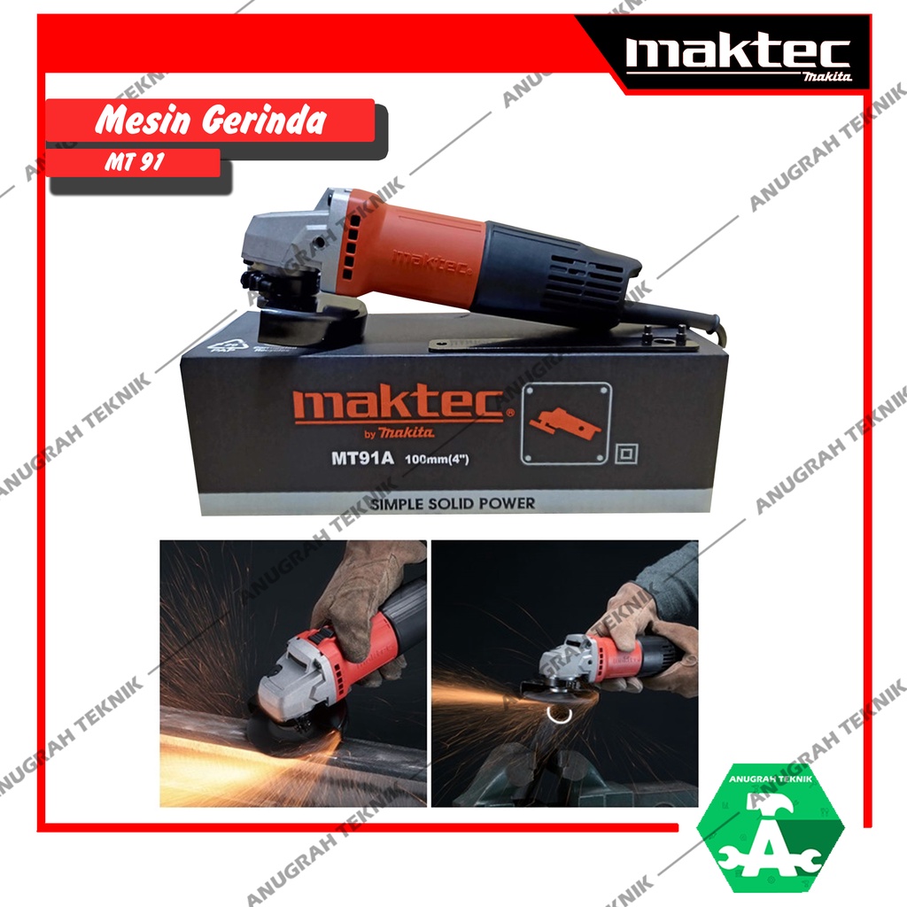 Jual Maktec MT91 Mesin Gerinda Tangan 4" / Angle Disc Grinder Gurinda ...