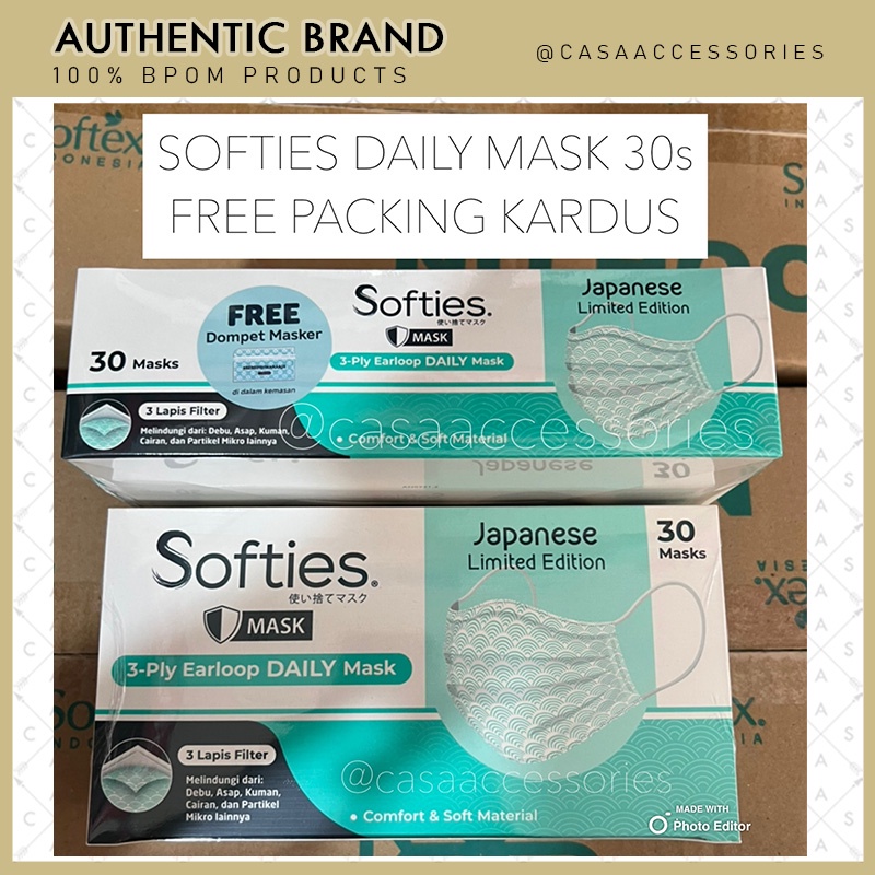 Jual Masker Softies 3 Ply Earloop Daily Mask 30pcs | Shopee Indonesia