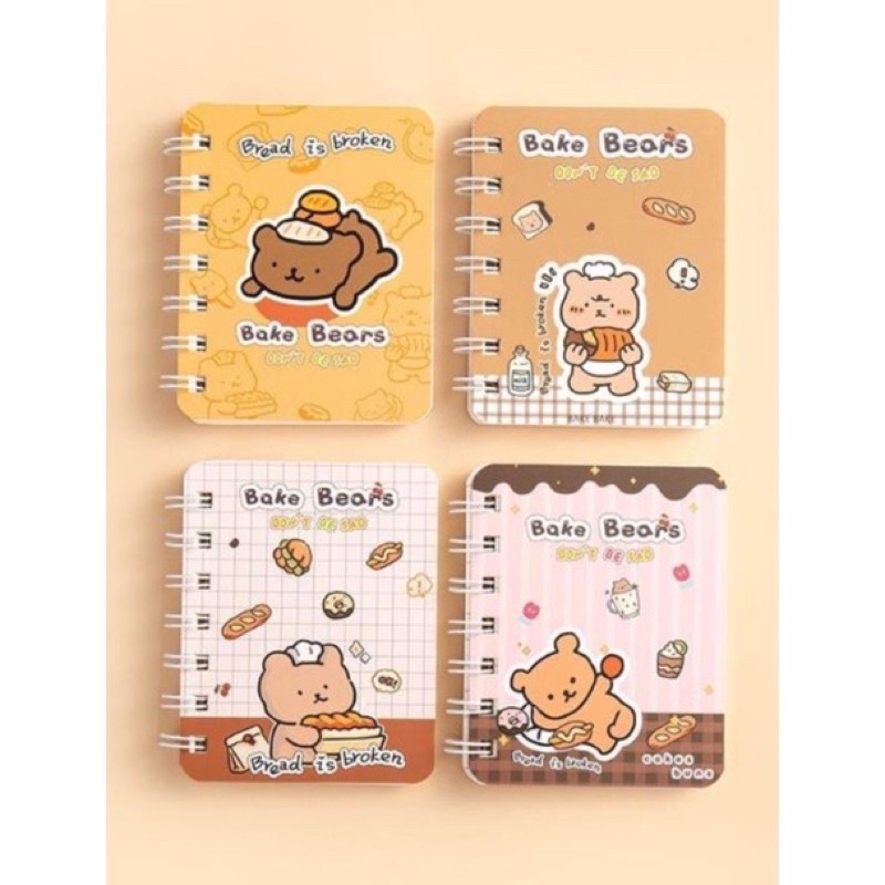 Jual notebook a7 spiral ring motif bake bears coklat kue pastry bakery ...