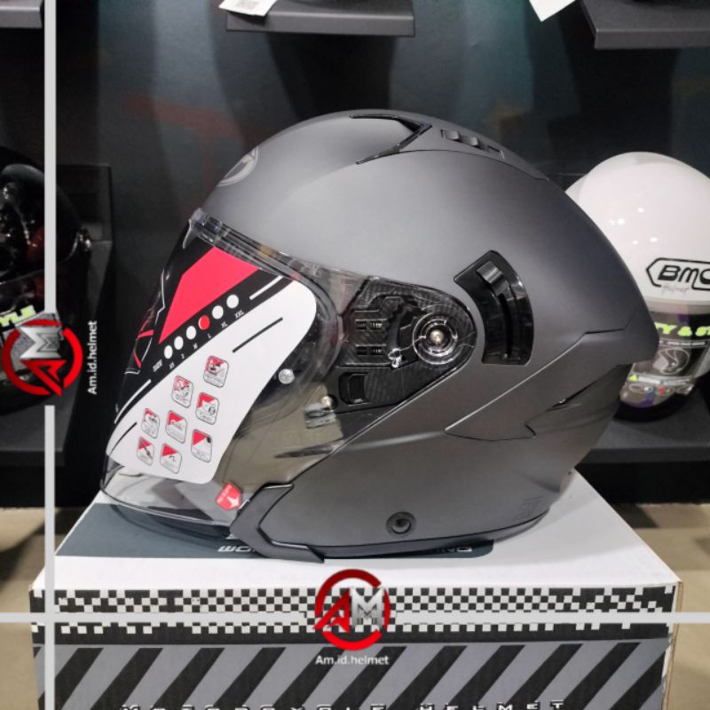 Jual HELM KYT NFJ SOLID MATT ANTRACITE DOUBLE VISOR HALF FACE KYT HELM ...