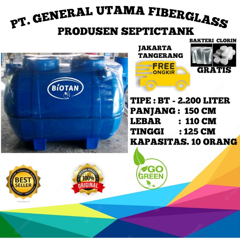Jual bio sepiteng, biotank, 2000 liter, septictank bio, septic tank ...