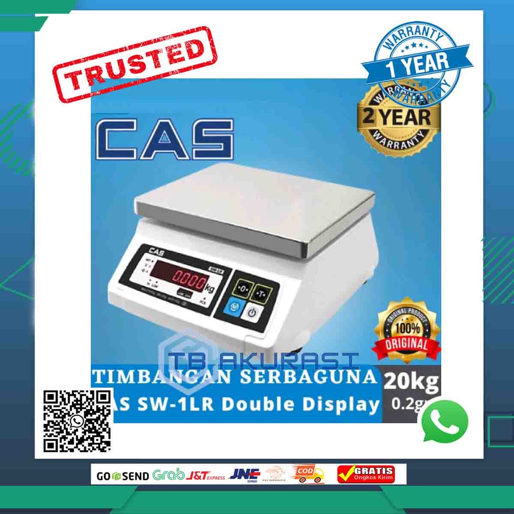 Jual TIMBANGAN CAS SW-1LR 20KG DOUBLE DISPLAY/ TIMBANGAN INDISTRI/ SEMBAKO New Original Garansi ...
