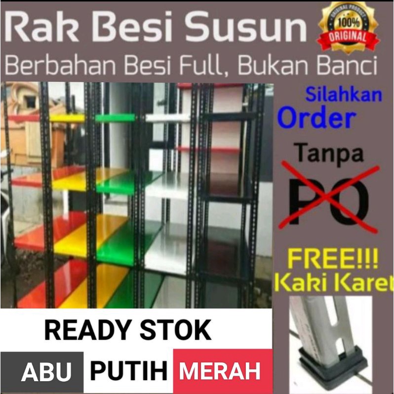 Jual rak besi serbaguna murah 100x40x200 dg 5susun / ambalan+ kaki ...