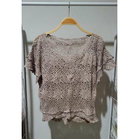 Jual Blouse Outer Rajut Jaring Warna Nude Coksu Earth Tone | Shopee ...