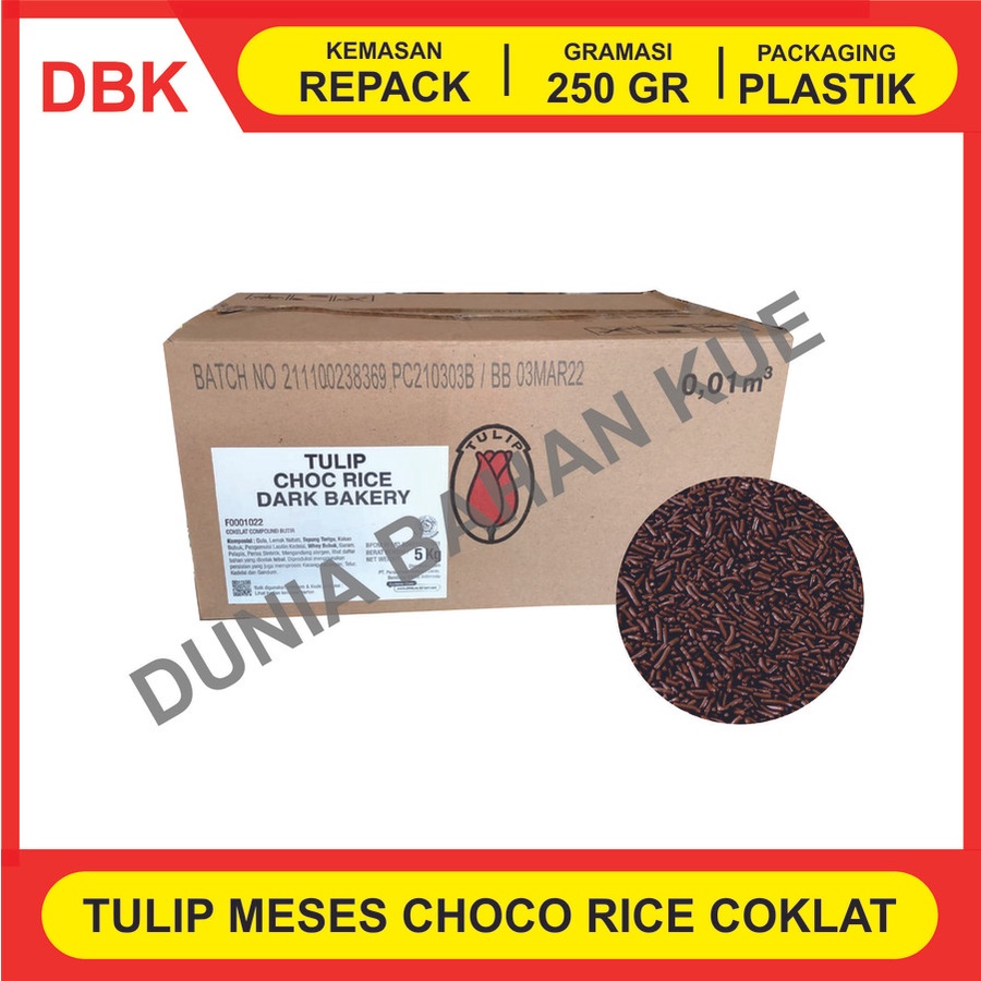 Jual TULIP MESES COKLAT DARK BAKERY CHOCORICE REPACK 250 GR / MEISES ...