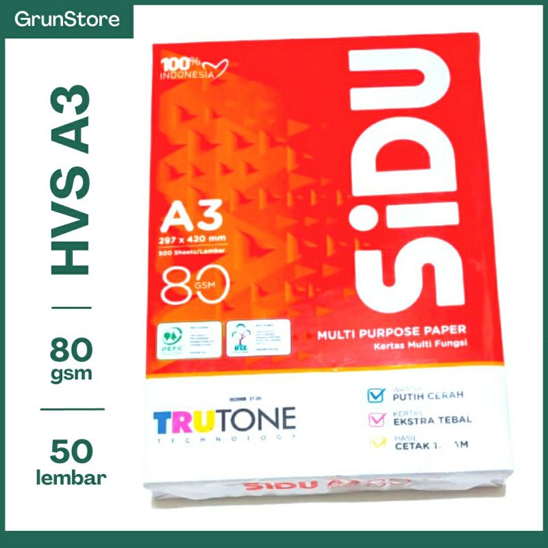 Jual Kertas HVS A3 SIDU 80 gsm / kertas hvs sidu A3 | Shopee Indonesia