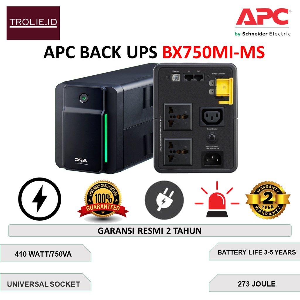 Jual UPS APC Back UPS BX 750VA 410W BX750MI-MS | Shopee Indonesia
