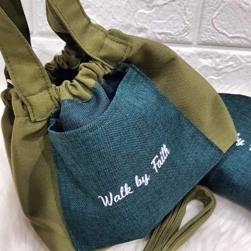 Jual Dumpling bag canvas (bisa custom) free tali panjang | Shopee Indonesia