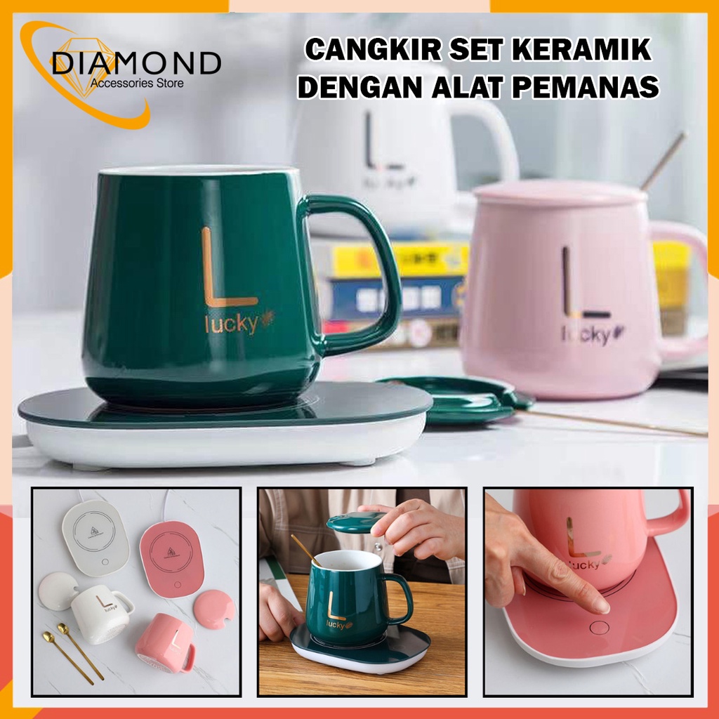 Jual GELAS SET KERAMIK DENGAN ALAT PEMANAS 400ML / CANGKIR SET KERAMIK ...