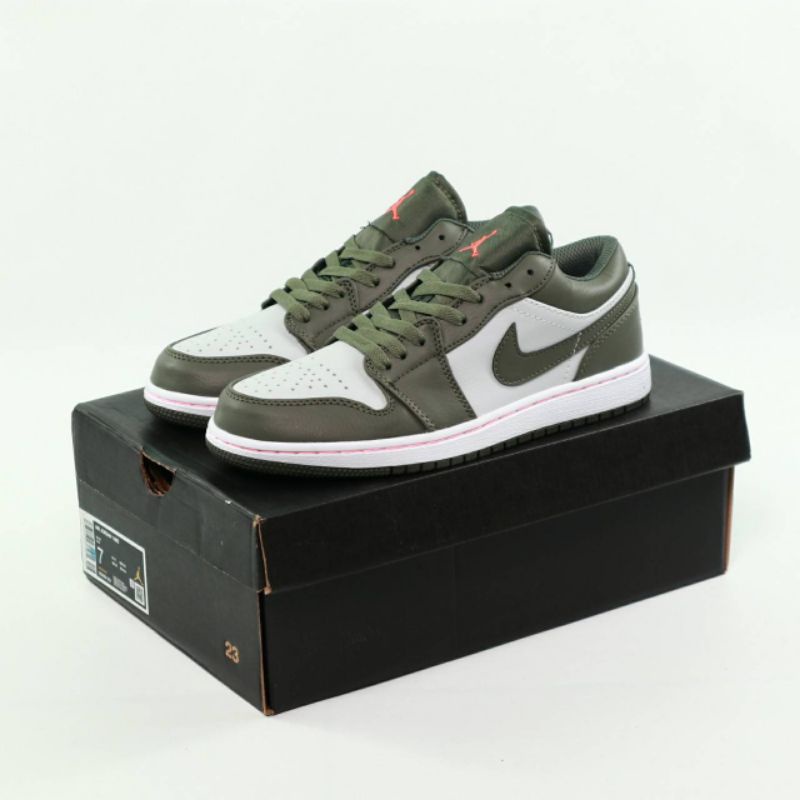 Jual Air Jordan 1 Low Military Themed Bean Paste Olive Green | Shopee ...