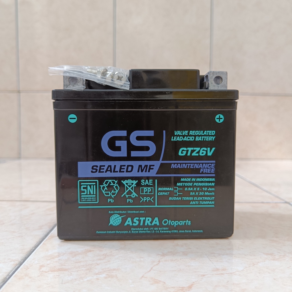 Jual AKI/BATERAI GS ASTRA GTZ6V VARIO 125/150,CBR150, KLX 150, SCOOPY ...