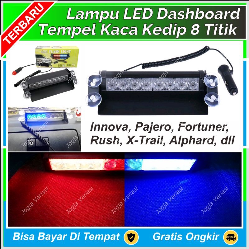Jual LAMPU LED MOBIL KEDIP TEMPEL KACA DASHBOARD KABIN DEPAN 8 TITIK ...
