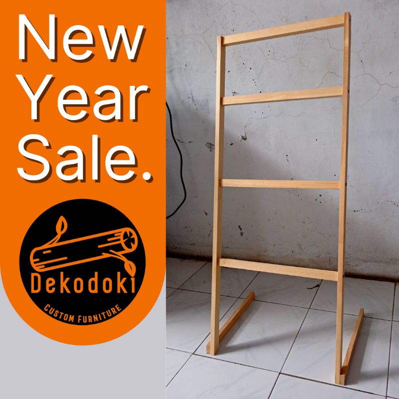 Jual rak mukenah dan sajadah / Ladder hanger / rak tangga kayu / rak ...