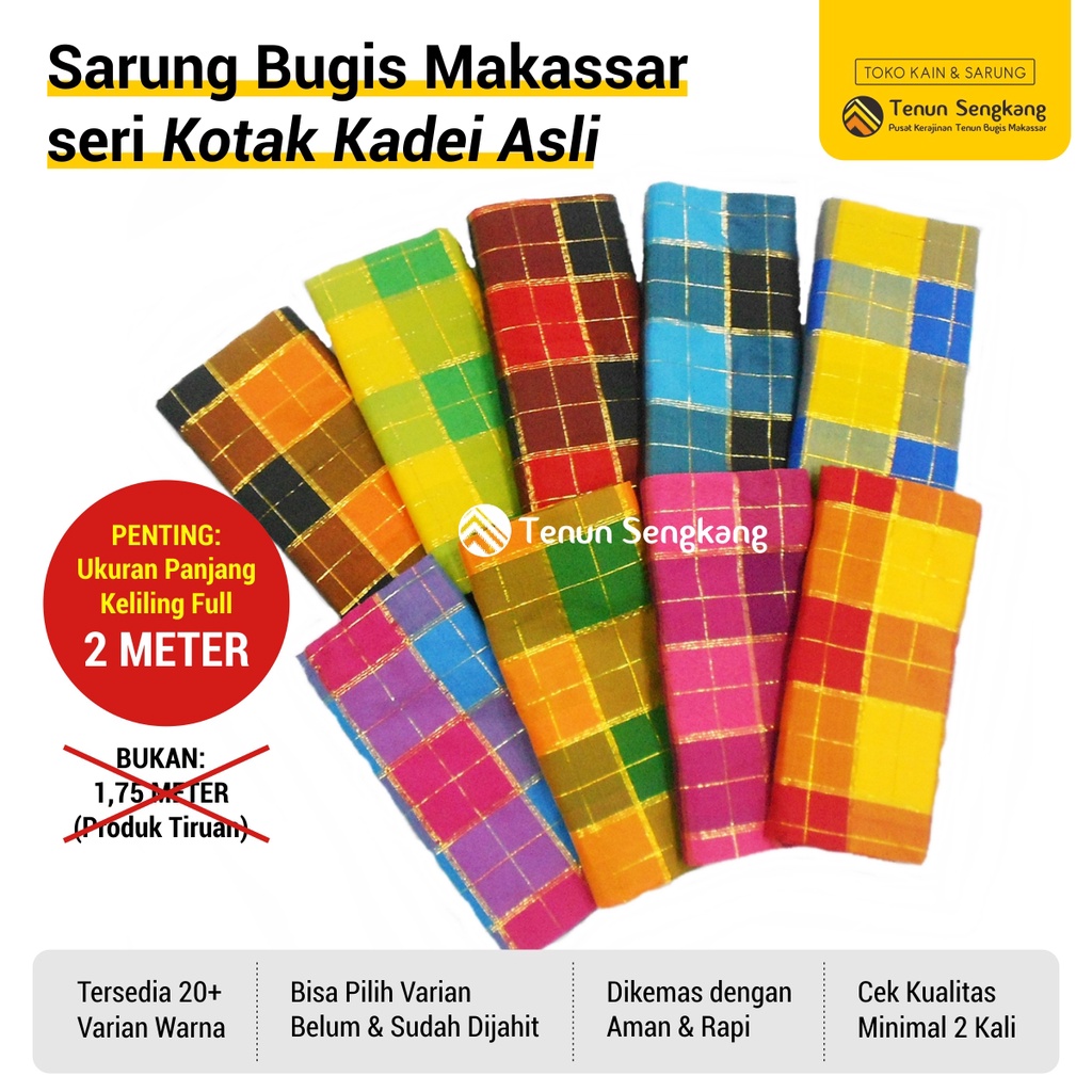 Jual SARUNG BUGIS KOTAK KADEI Asli Sutra Makassar - Tenun Sengkang KDI ...